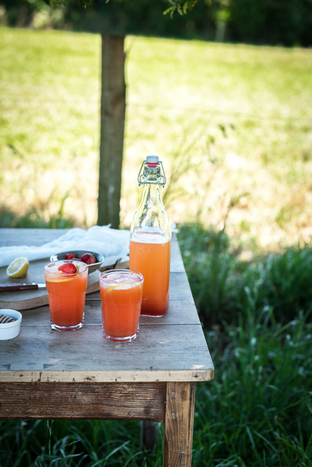 Limonade pétillante fraise & rhubarbe - Lilie Bakery