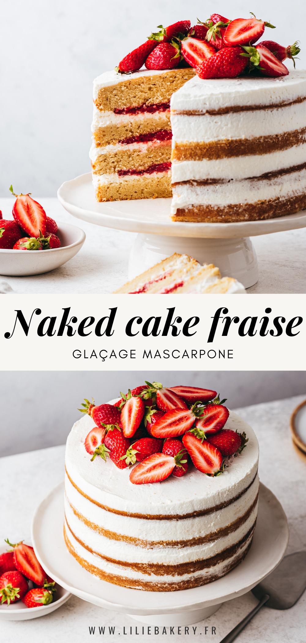 Strawberry Vanilla Layer Cake, Chantilly Mascarpone - Lilie Bakery